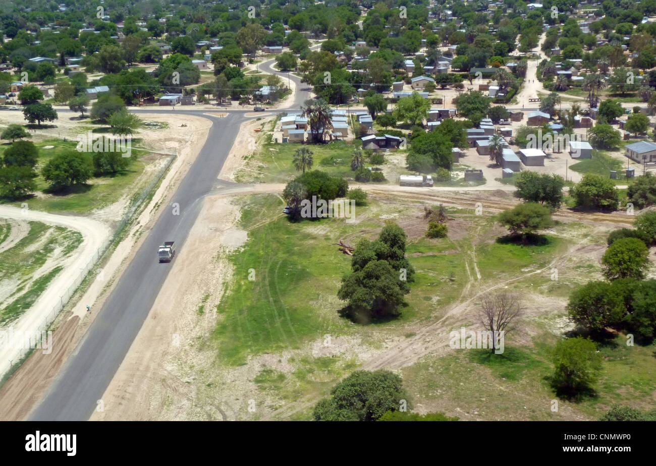 Aerial view of rural settlement, Maun, Ngamiland, Botswana Stock Photo ...