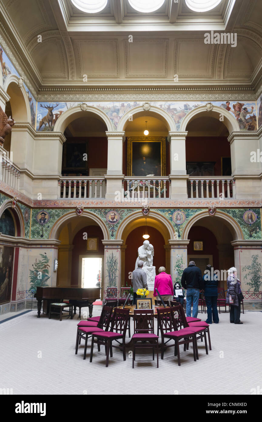 Wallington Hall, Northumberland, UK. Central atrium enclosed and ...