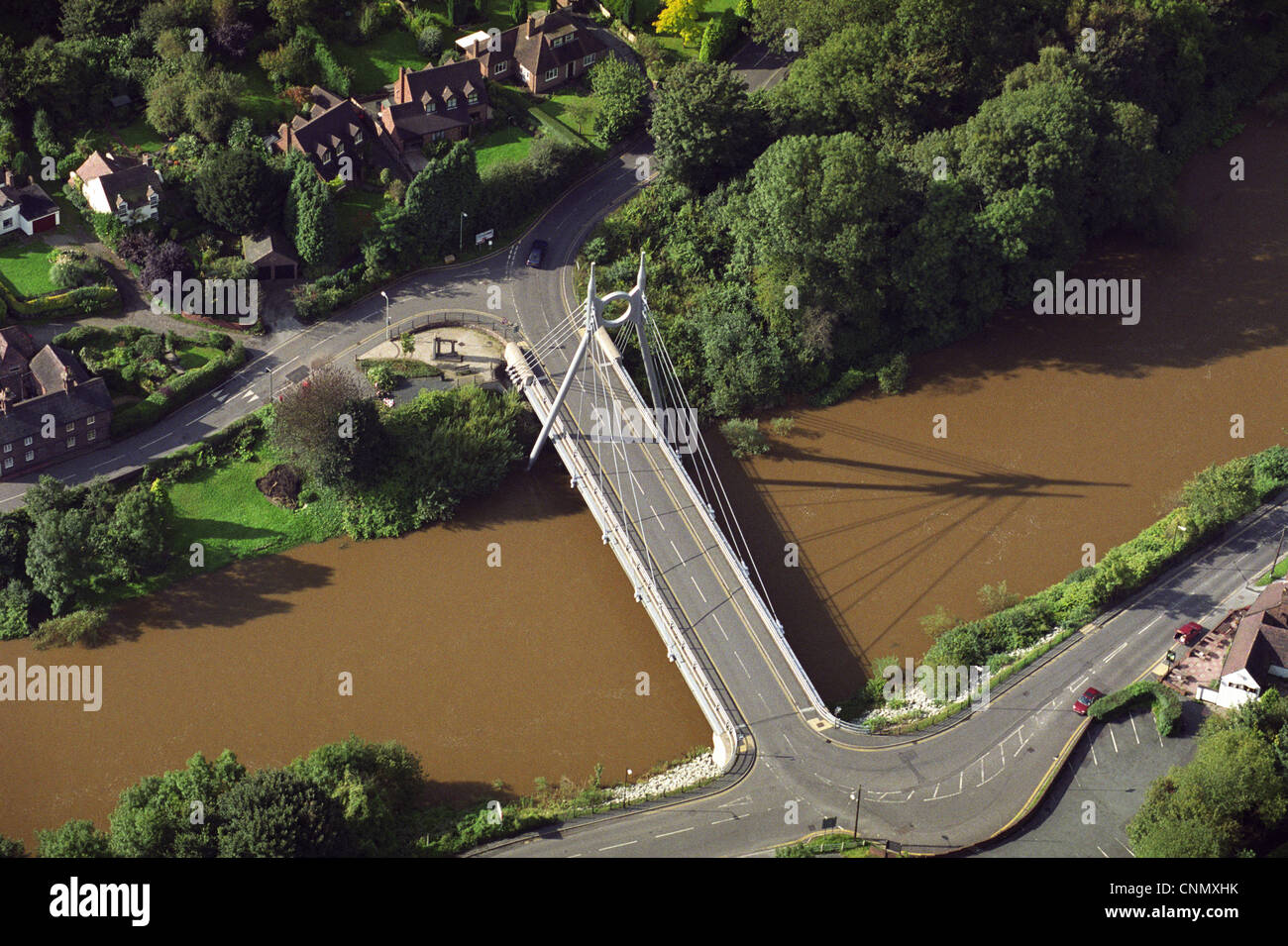 Aerial view of Jackfield Bridge Ironbridge Telford Shropshire England ...