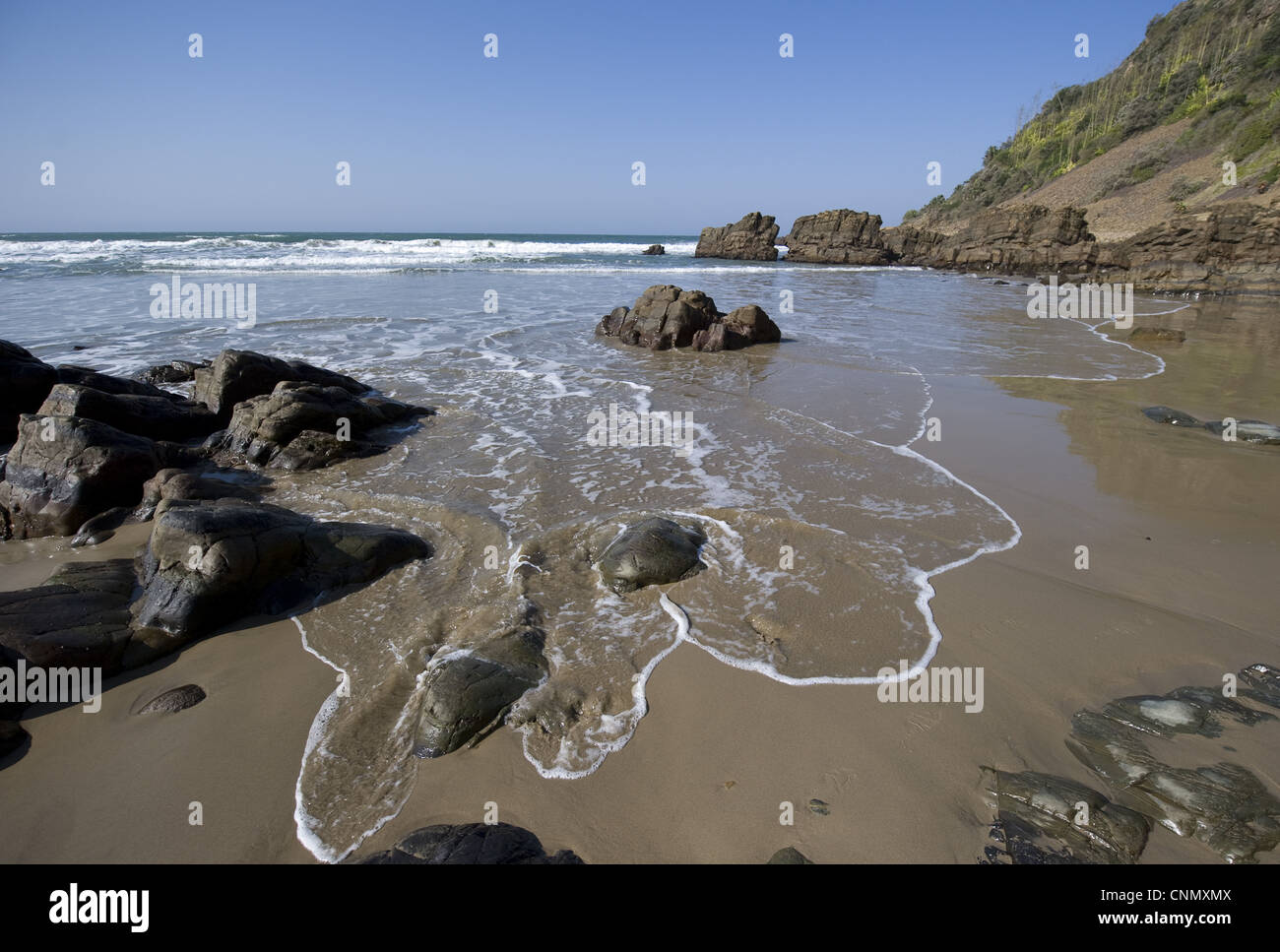 Rocky beach below cliffs, Port St. Johns, 'Wild Coast', Eastern Cape ...