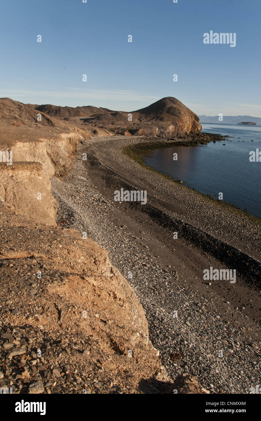 View of coastline, Bahia de los Angeles, Sea of Cortes, Baja California ...