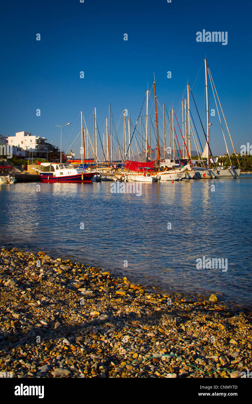 Beach and sailboat. Datca city. Datca peninsula, Mugla province ...