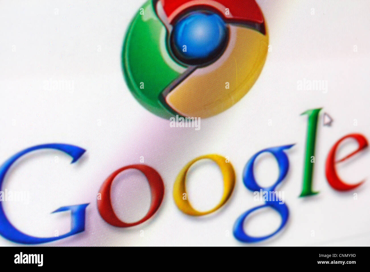 Google logo and Chrome icon on a monitor screen Stock Photo - Alamy