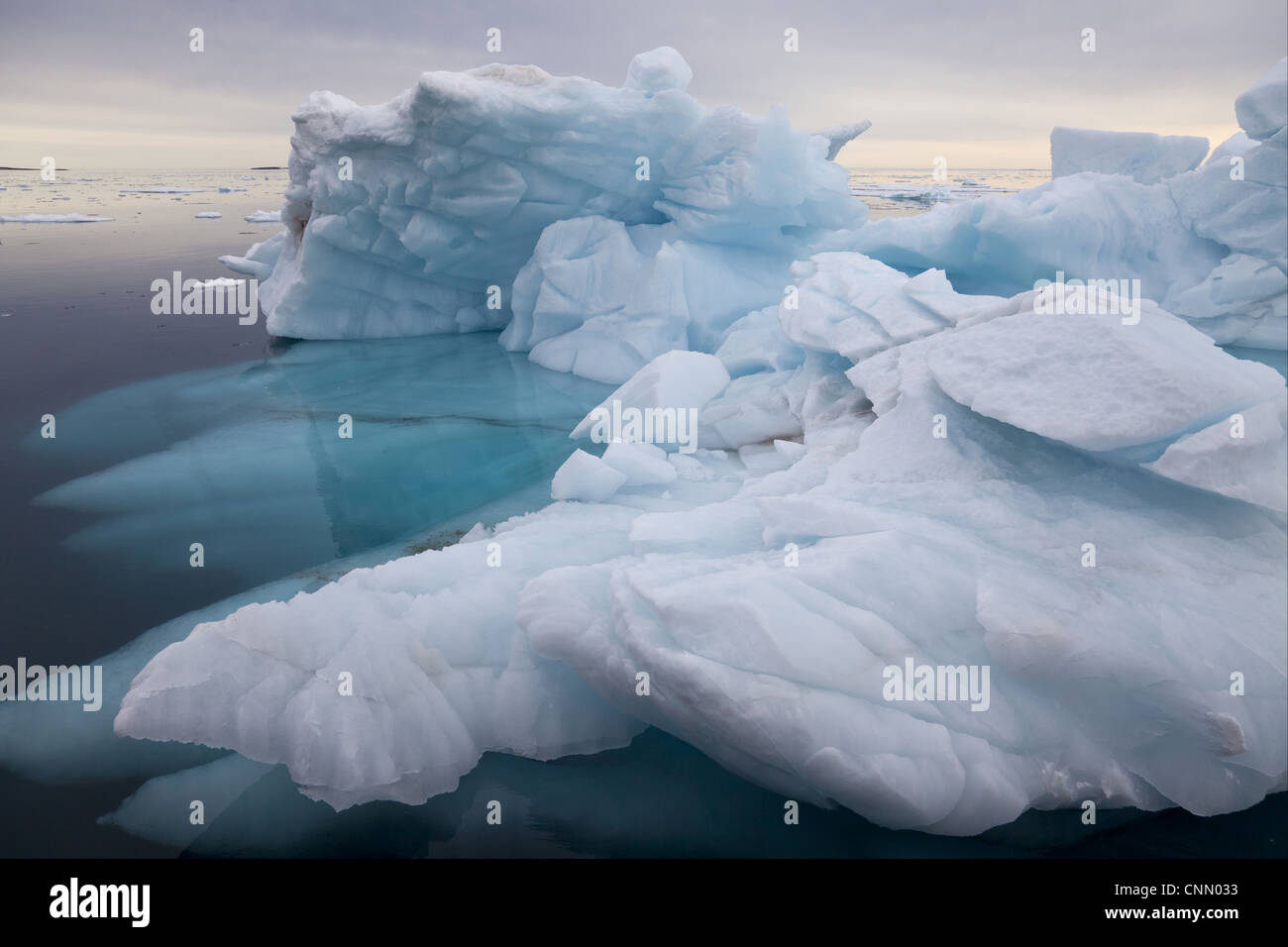 Iceberg drifting at sea, Arctic Sea, Spitsbergen, Svalbard, august ...
