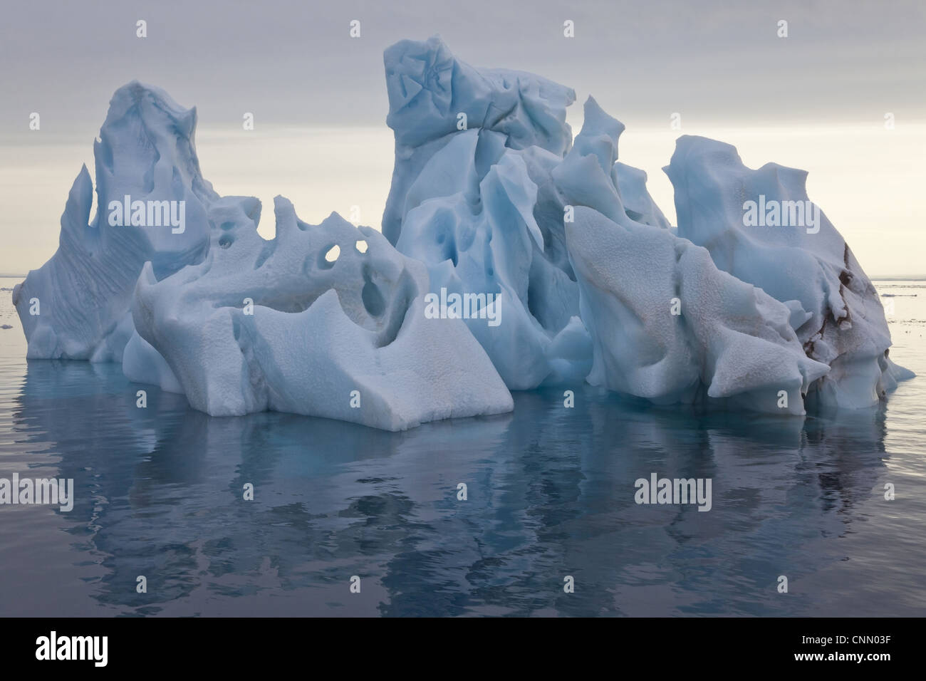 Iceberg drifting at sea, Arctic Sea, Spitsbergen, Svalbard, august ...