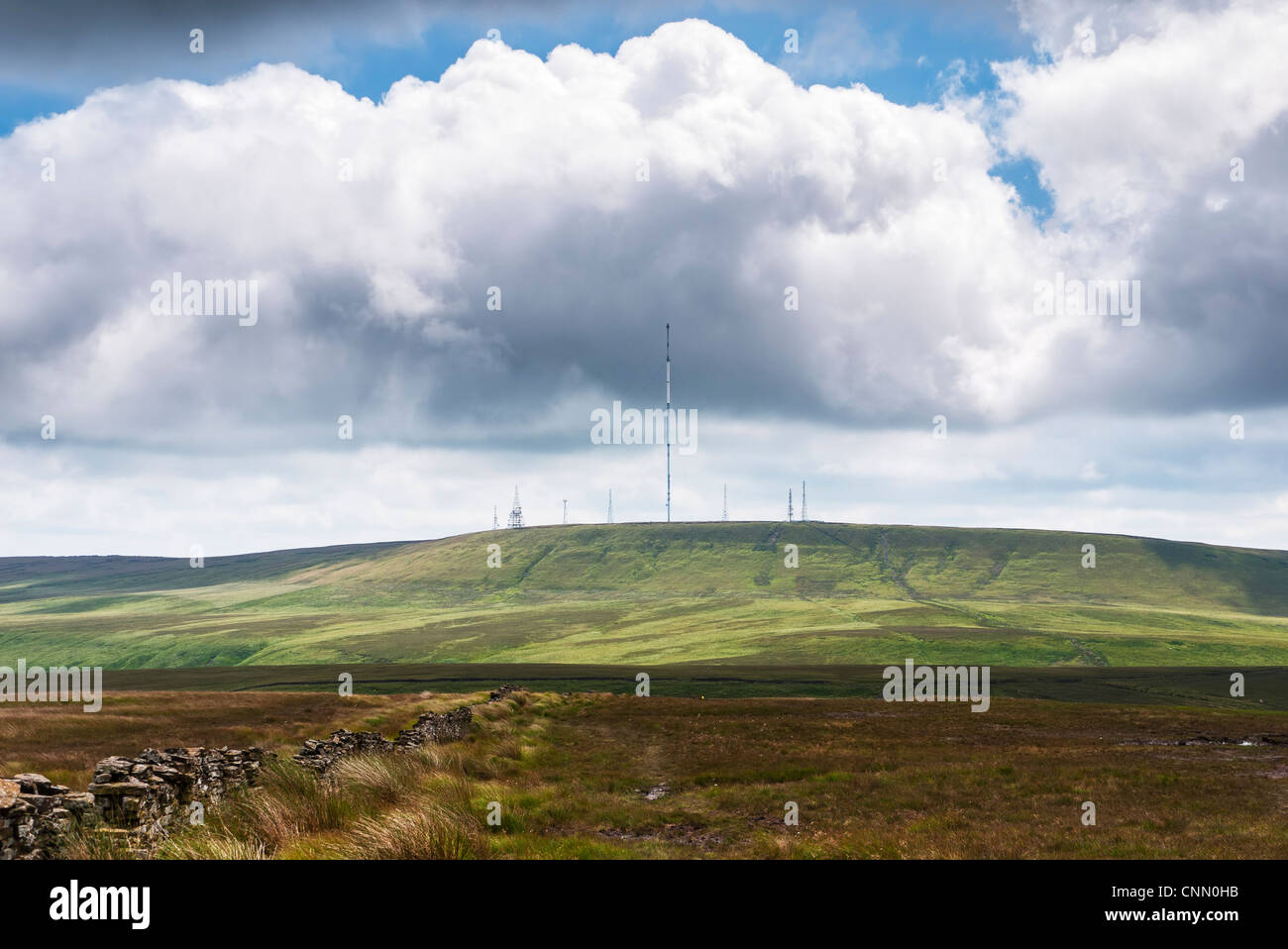 The Winter Hill television mast viewed from the surrounding moors Stock ...