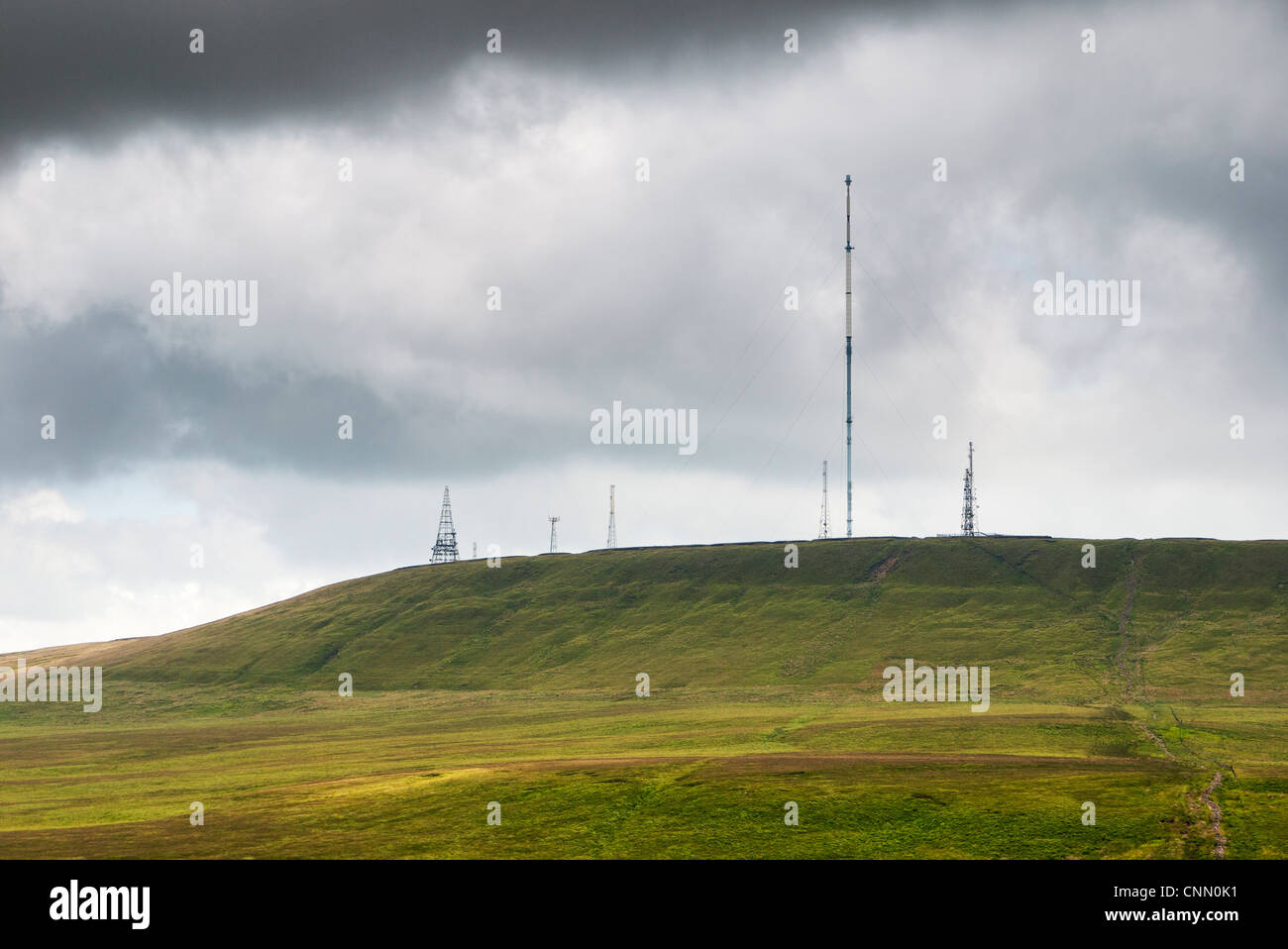 The Winter Hill television mast viewed from the surrounding moors Stock ...