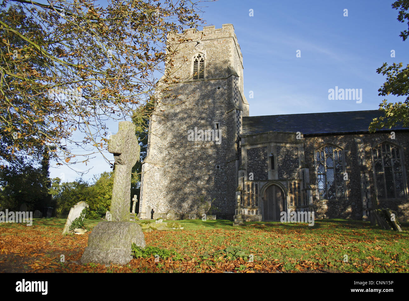 View of graveyard and church, St. Andrew's Church, Wickham Skeith ...