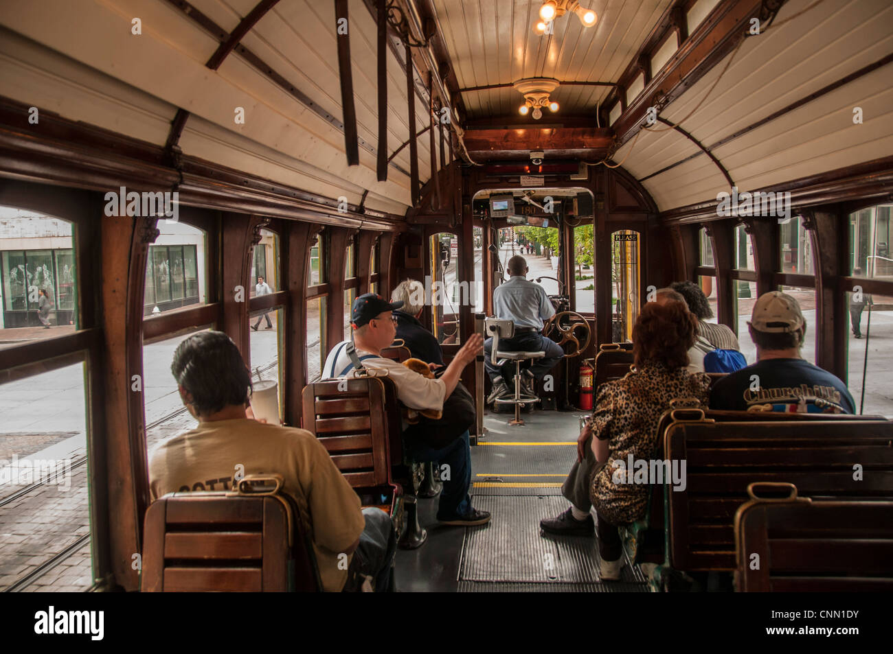 Inside a Memphis' Main Street Trolley with authentic vintage trolley ...