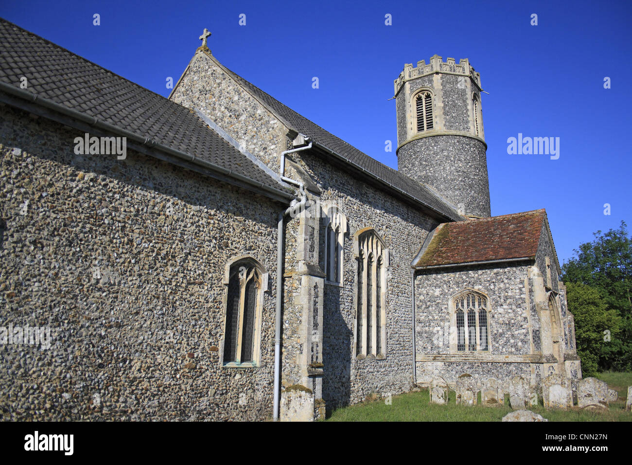 Village church with 15th Century round-tower, St. Remigius Church ...