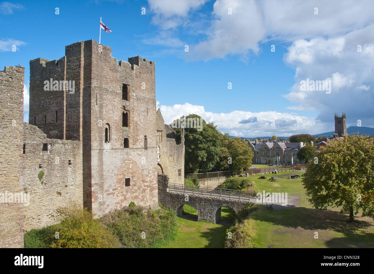 View of partially ruined castle, Ludlow Castle, Ludlow, Shropshire ...