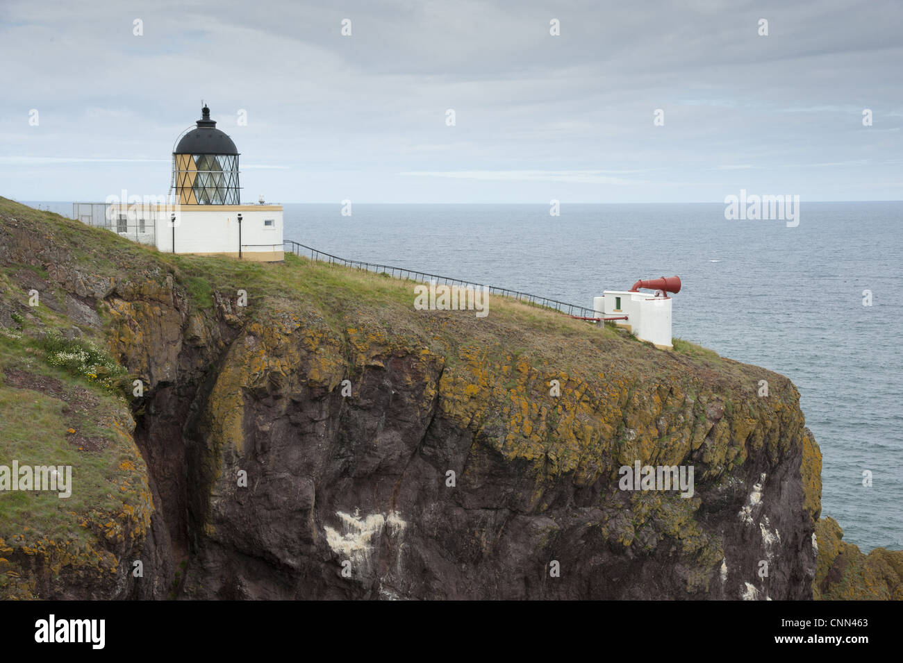 View of lighthouse and foghorn, St. Abb's Head Lighthouse, St. Abb's Head, Berwickshire ...