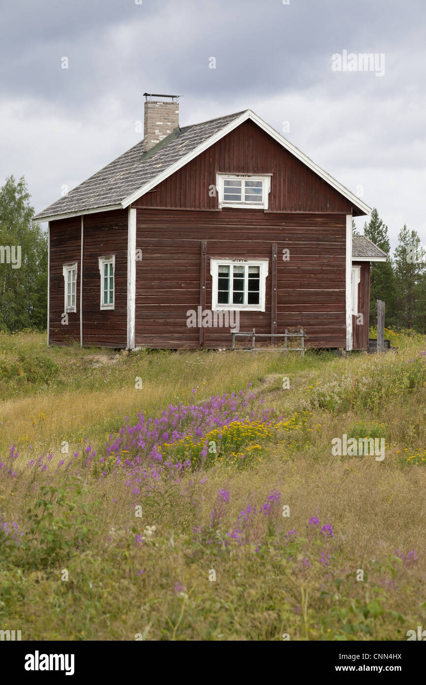 Traditional wooden house, Finland, july Stock Photo - Alamy