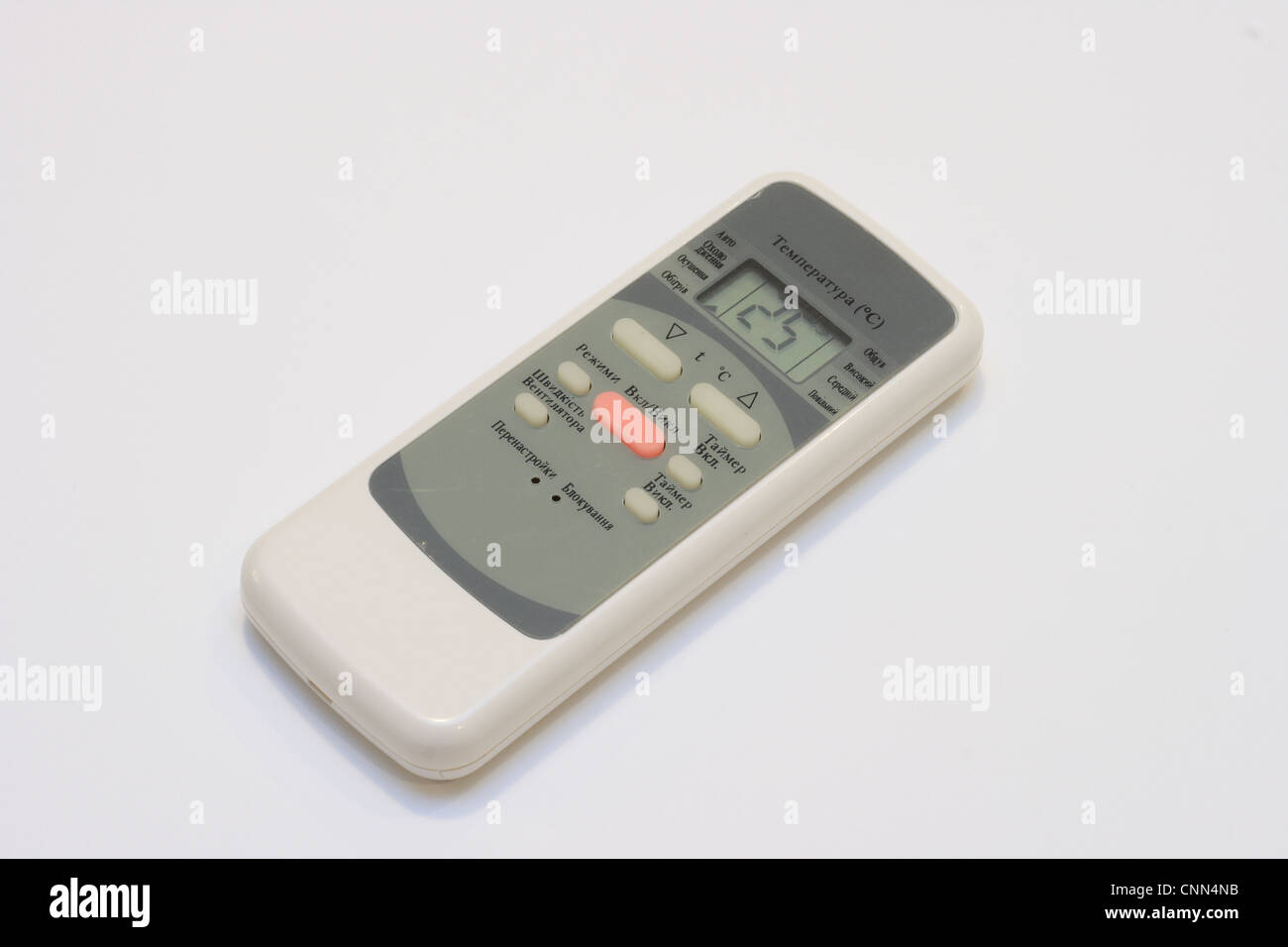 remote from the electronic air-conditioner. Isolated on white Stock ...