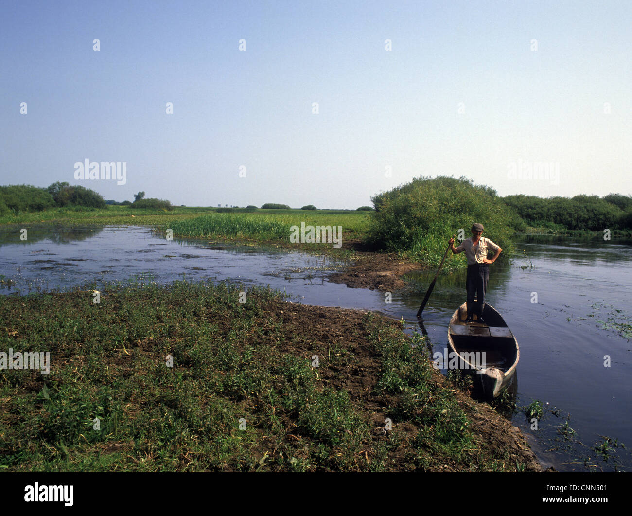 Europe - Poland Man on boat / Narew River / Biebrza Marshes Stock Photo ...