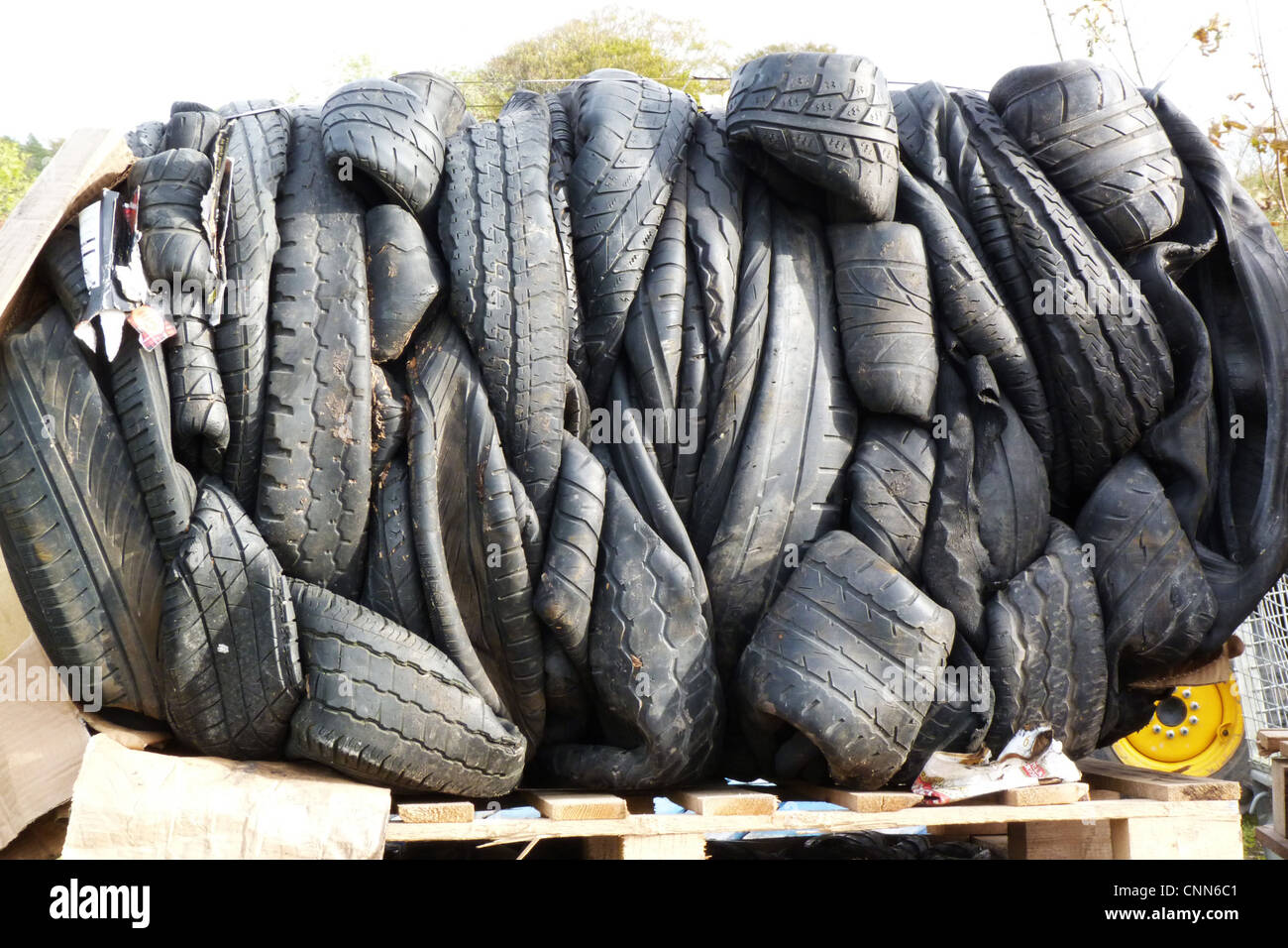 Car tyres for recycling Stock Photo - Alamy