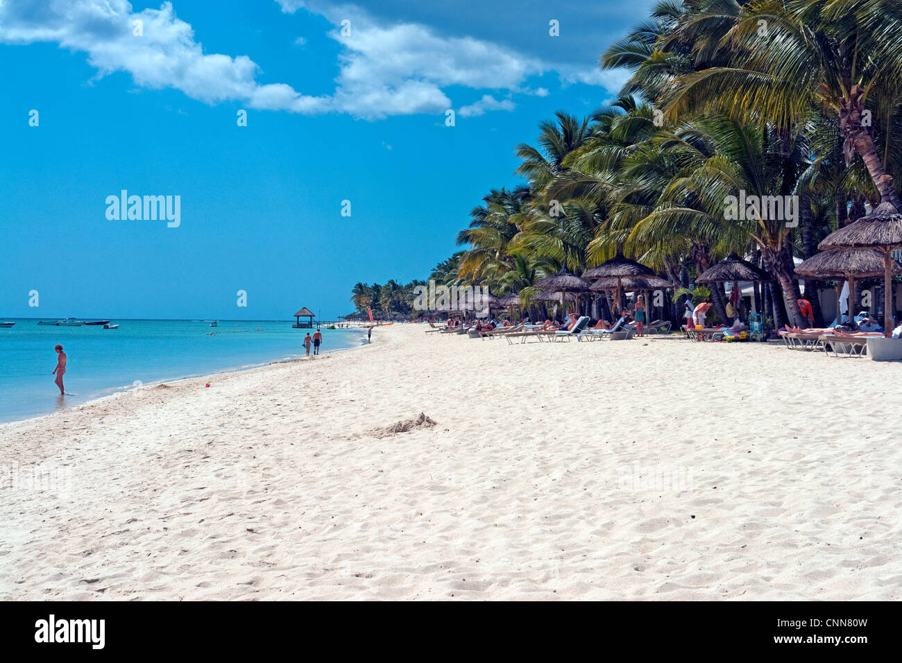 The beach in front of La Pirogue Hotel, at Wolmar, just south of Flic ...
