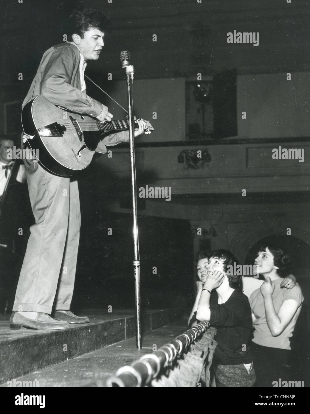 TERRY DENE UK pop singer at the Civic Hall, Croydon, in 1958 during ...