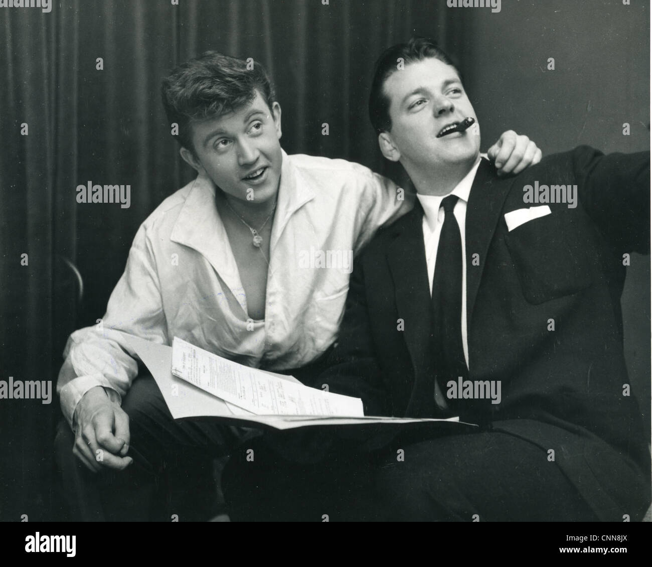TERRY DENE UK pop singer with manager Paul Lincoln in 1958 Stock Photo ...