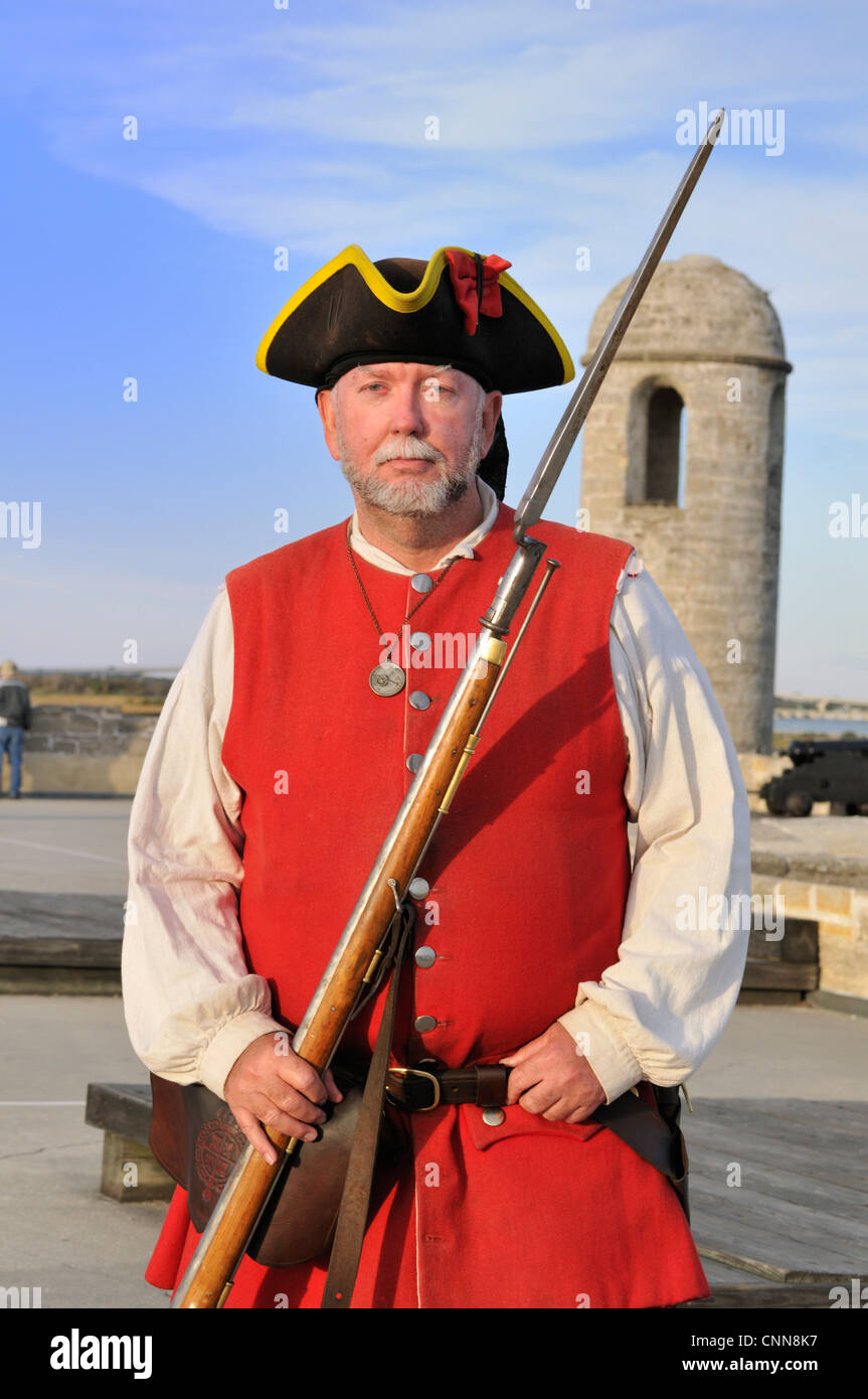 Park ranger dressed as a Spanish soldier, Castillo de San Marcos ...