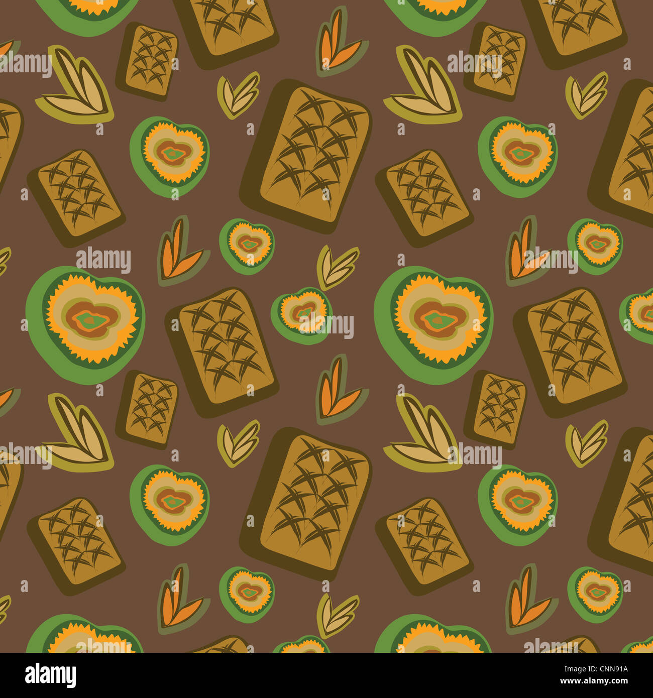 Seamless background with miscellaneous elements, vector, illustration ...