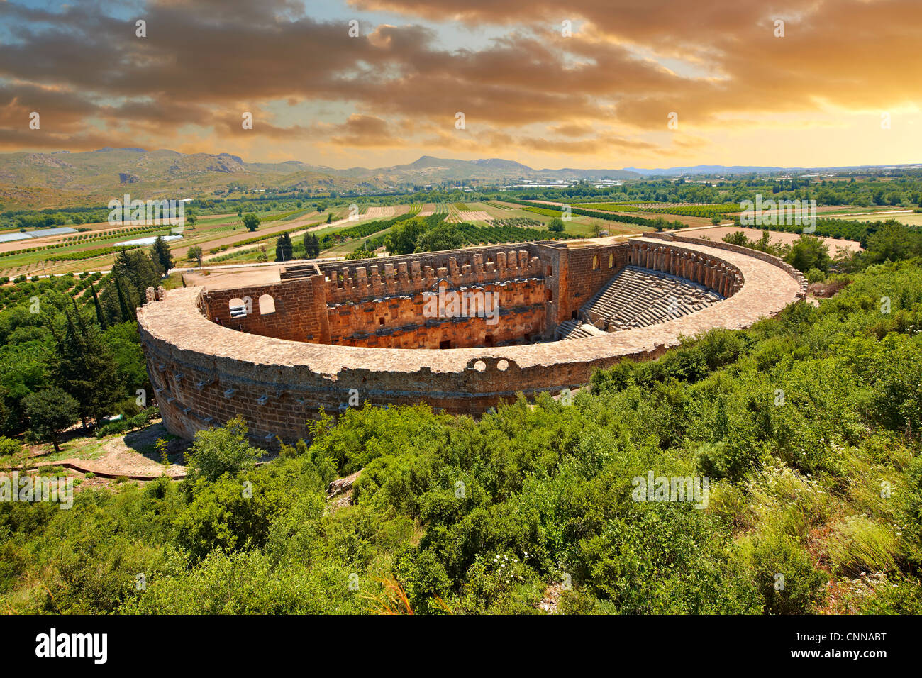 Exterior of The Roman amphitheatre of Aspendos Turkey Stock Photo - Alamy