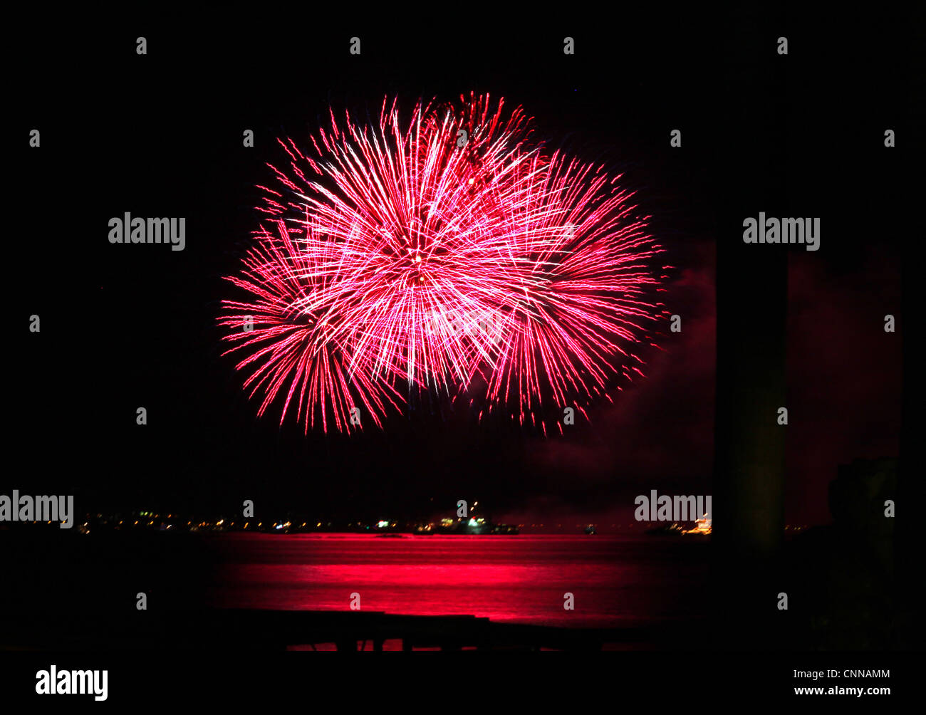 Another red fireworks display at the pyro musical competition at the ...
