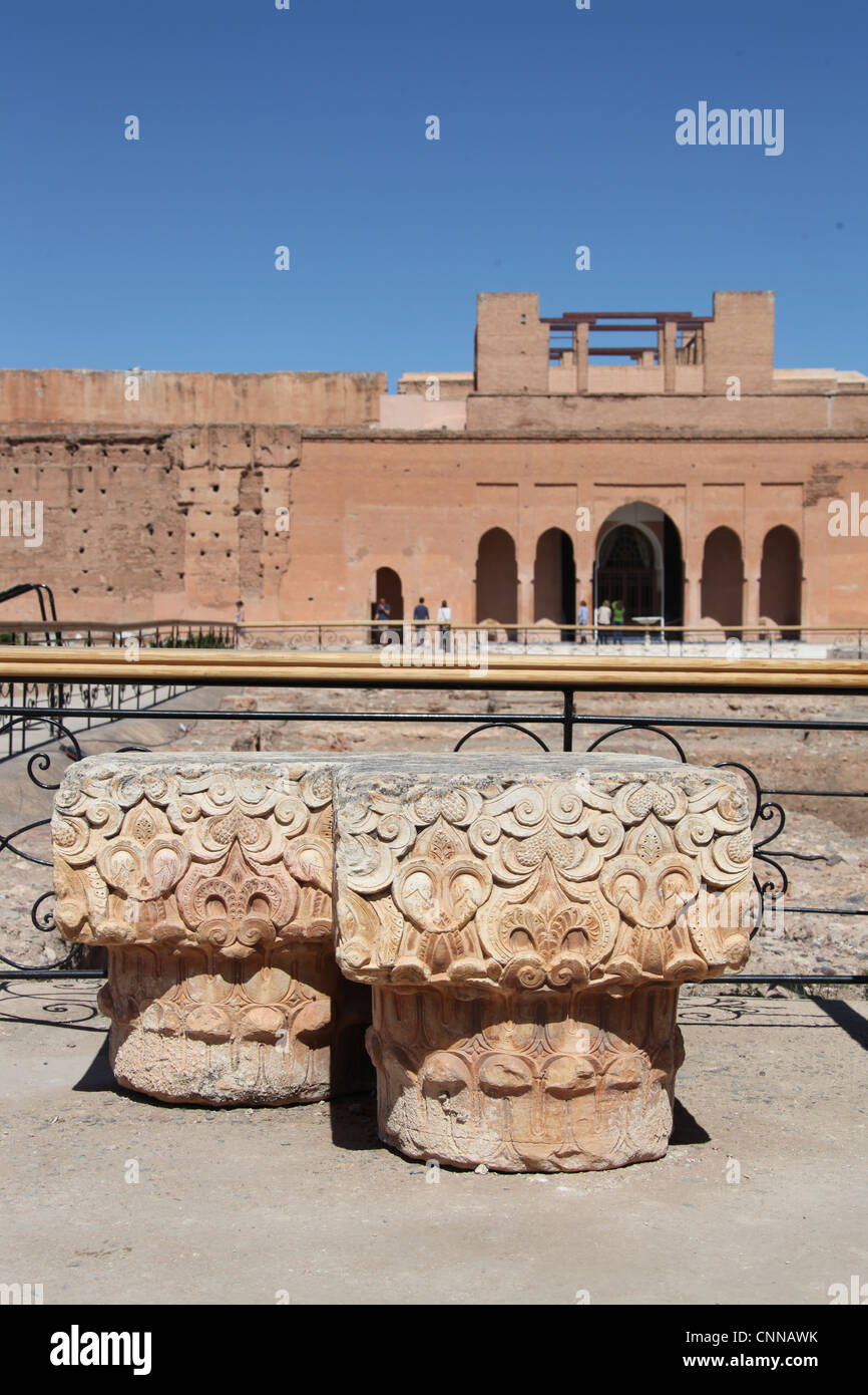 Carved Stone at El Badi Palace in Marrakech Stock Photo - Alamy
