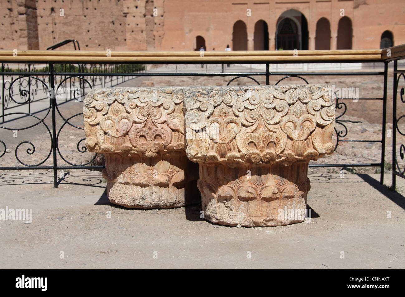 Carved Stone at El Badi Palace in Marrakech Stock Photo - Alamy