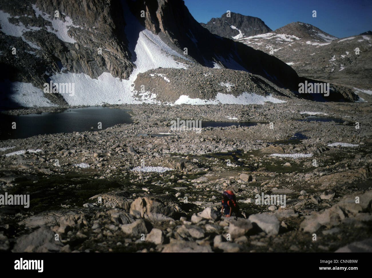 Mt Mendel and alpine lake, Evolution area, Sierra Nevada, California ...