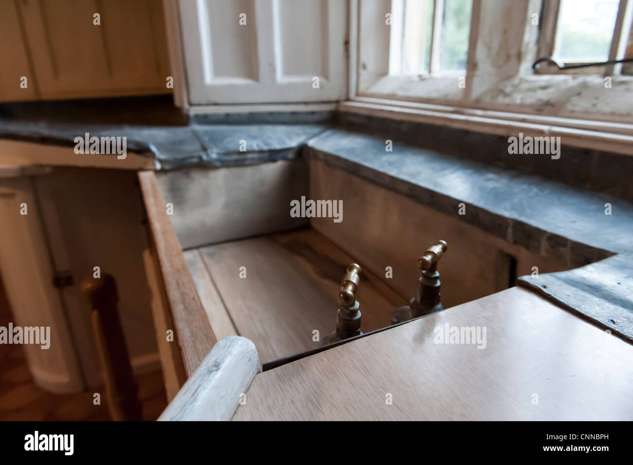 Victorian age style kitchen in an English stately manor house in Kent ...