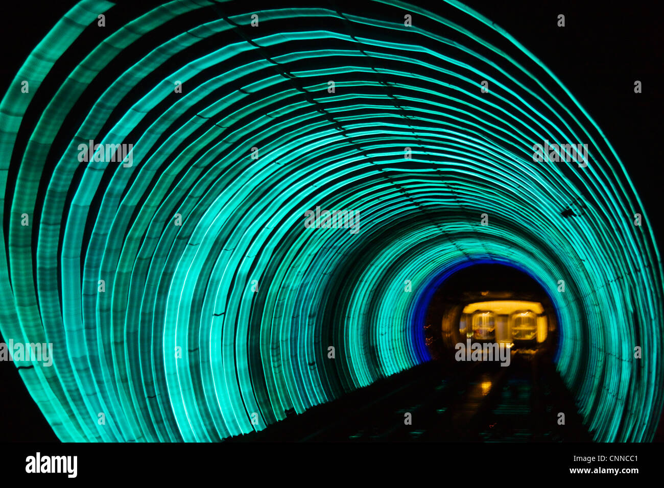 Underground tunnel lights across Huangpu River, Shanghai, China Stock ...