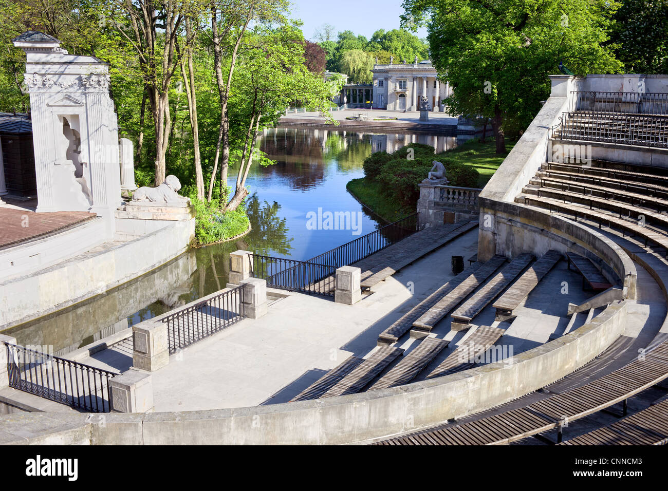 Lazienki Park with Roman inspired amphitheatre and Palace on the Water ...