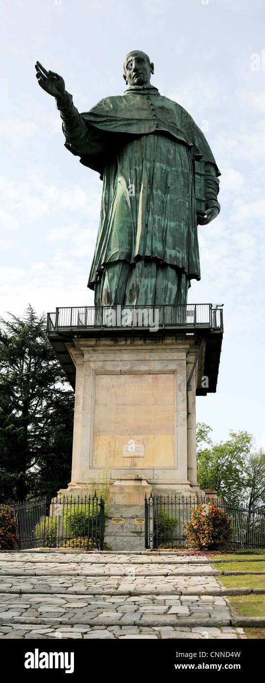 The famous San carlone, a giant statue of St. Charles Borromeo. Arona ...