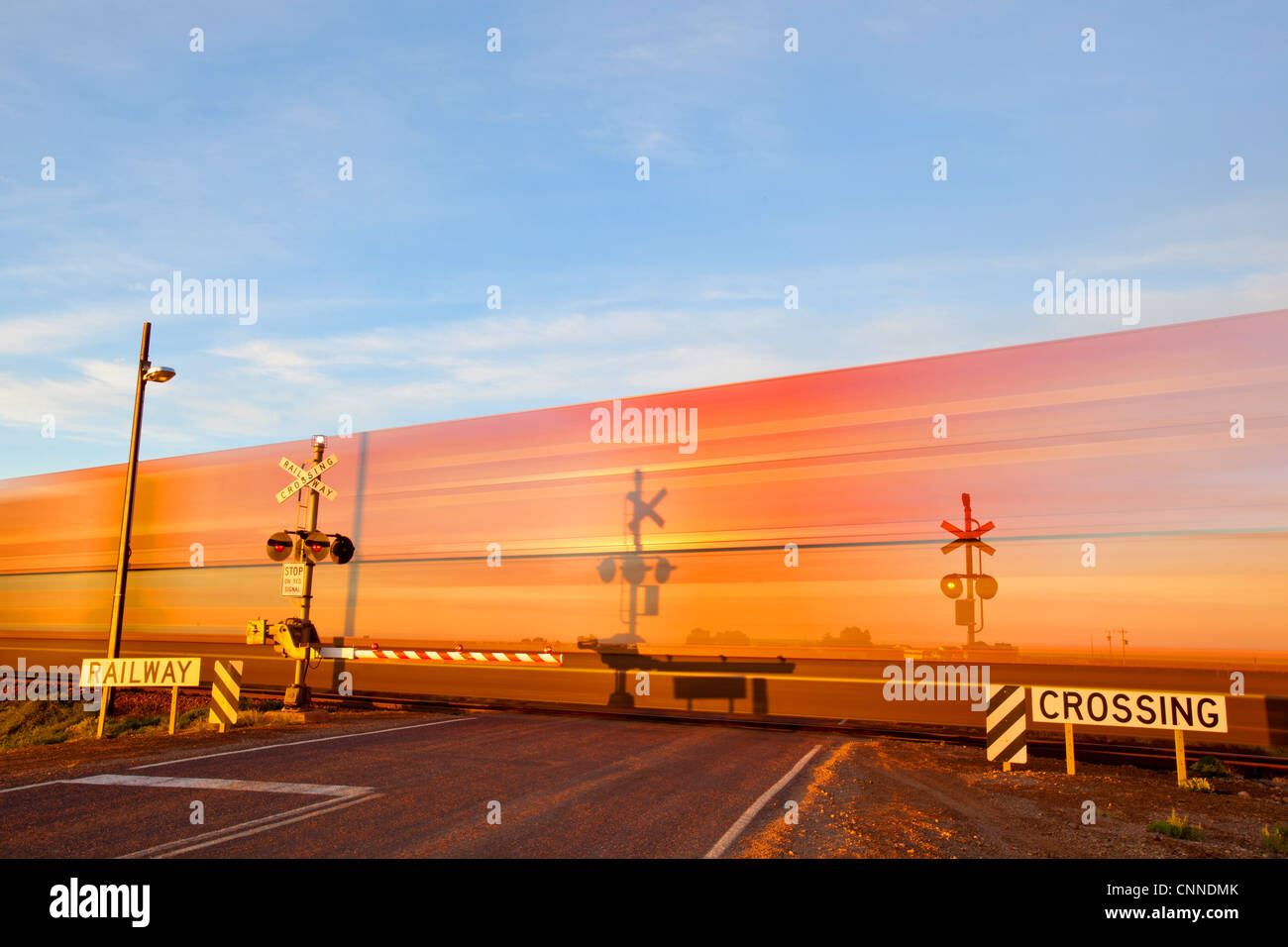 Train crossing at Pimba South Australia Stock Photo - Alamy