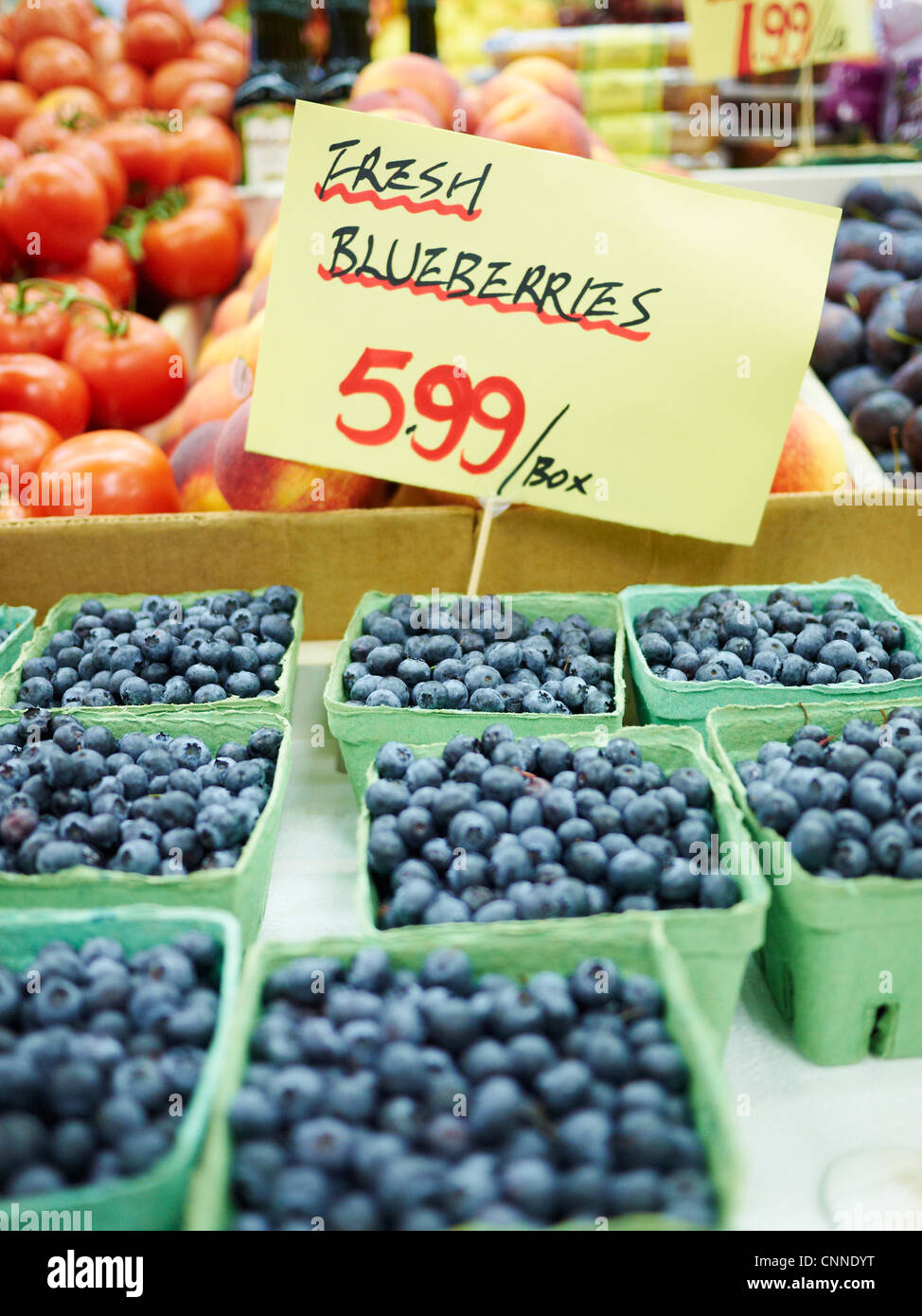 Boxes of Blueberries at Market Stock Photo - Alamy