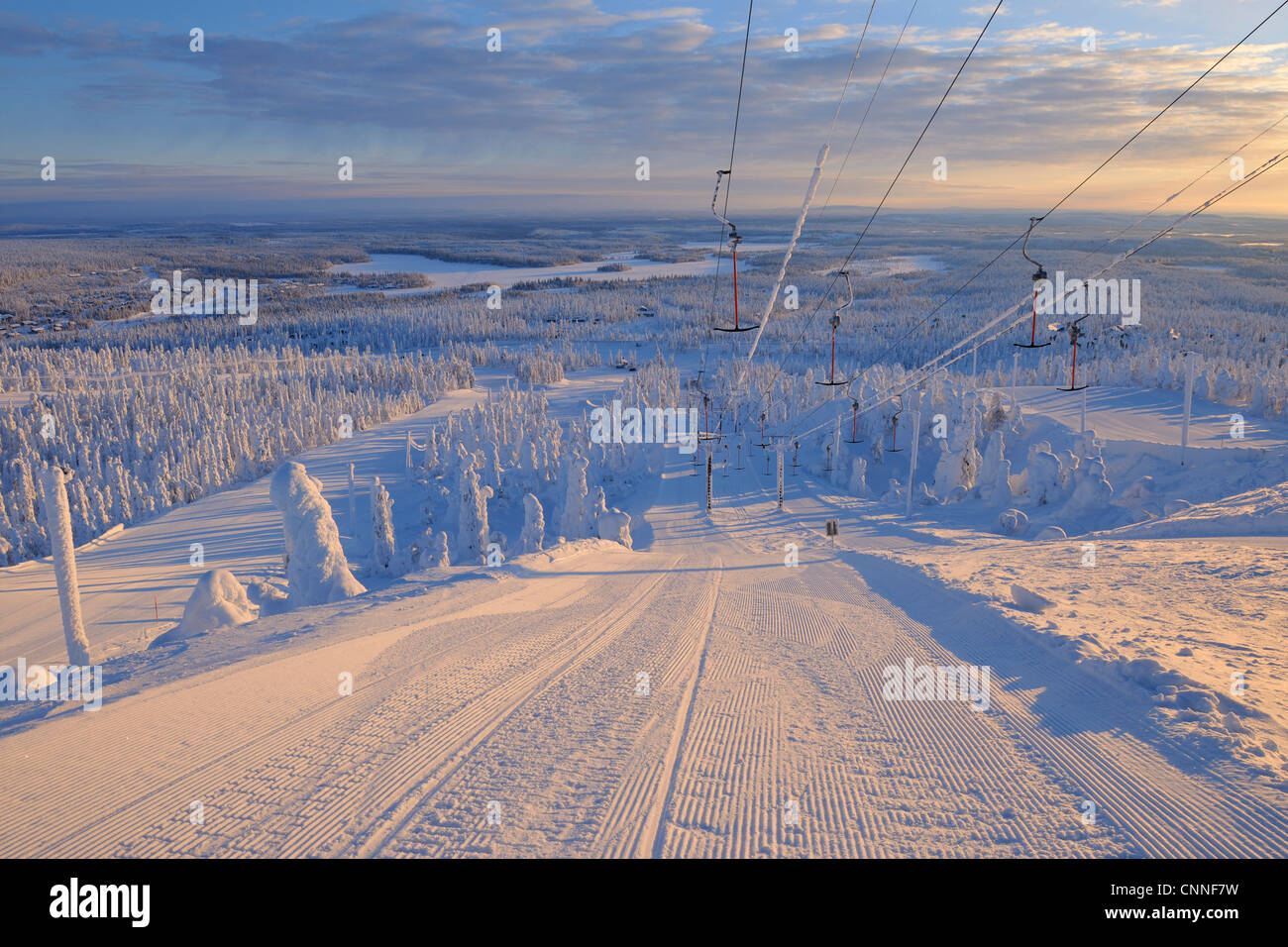 Ski Lift, Rukatunturi, Kuusamo, Northern Ostrobothnia, Finland Stock ...