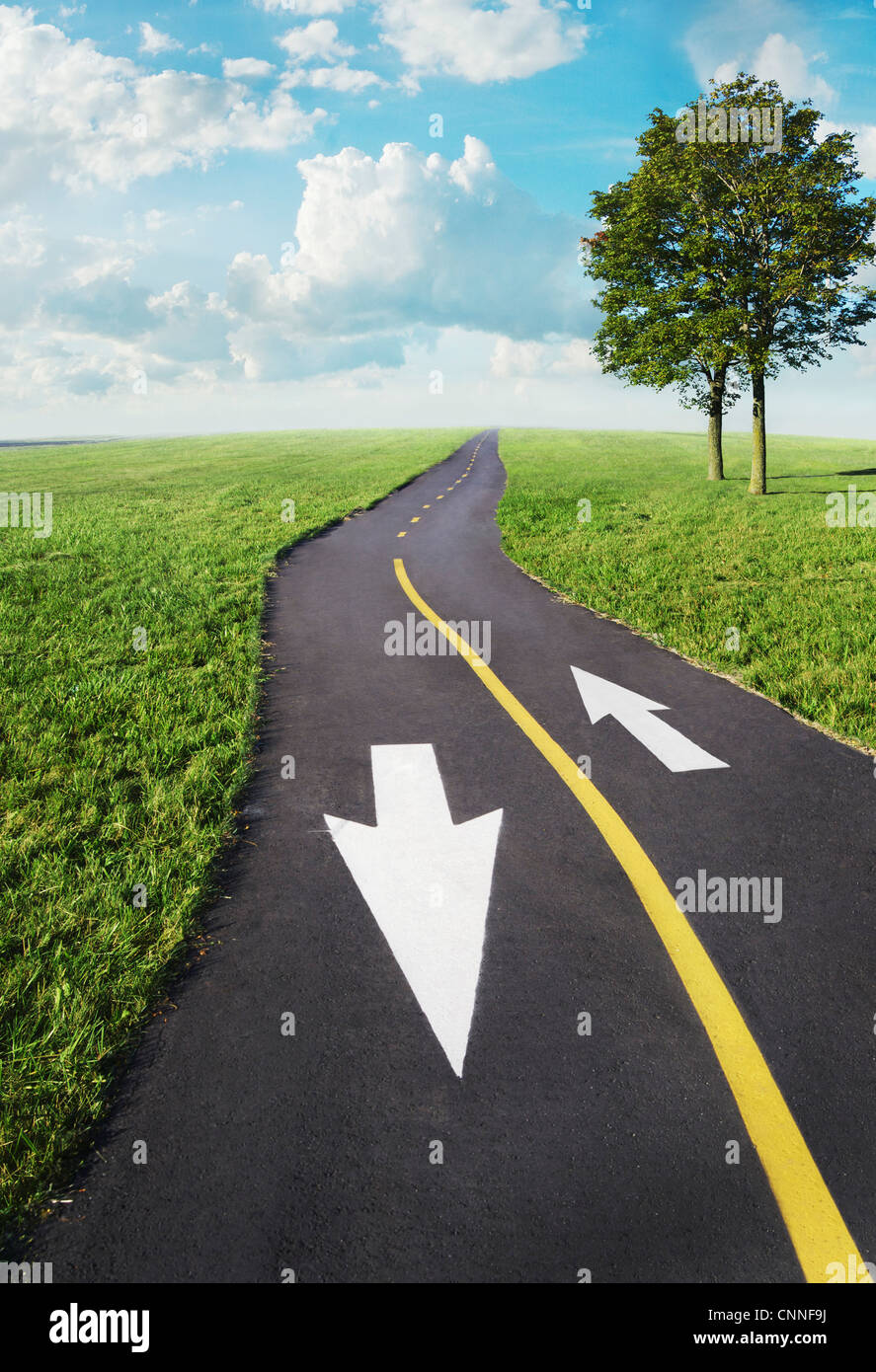 Road with Directional Arrows Stock Photo - Alamy