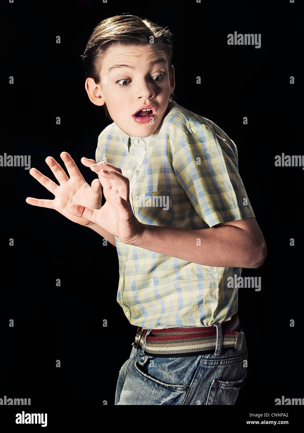 Frightened boy gasping Stock Photo - Alamy