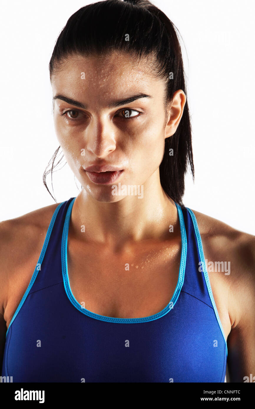 Close up of athlete sweating Stock Photo - Alamy