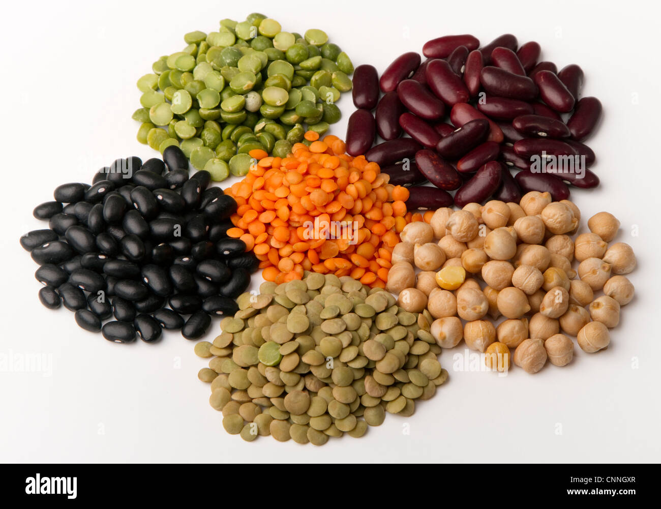 different species of legumes in groups, isolated on white Stock Photo ...