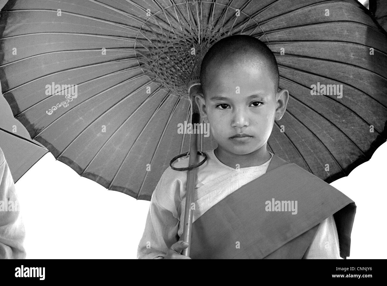Portrait of child novice nun in Sangkhaburi on 3/04/2012 in Sangkhaburi ...
