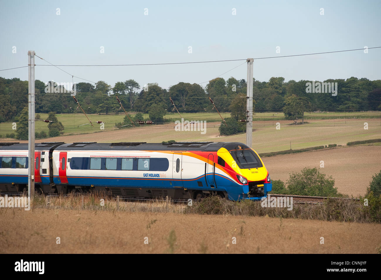 East Midlands trains class 222 meridian train speeding through the ...