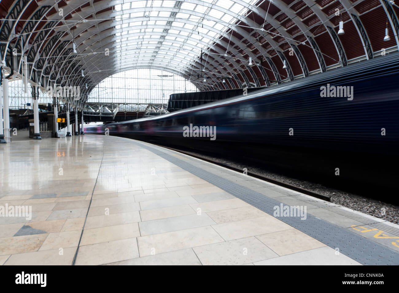 Train leaving station motion Stock Photo - Alamy