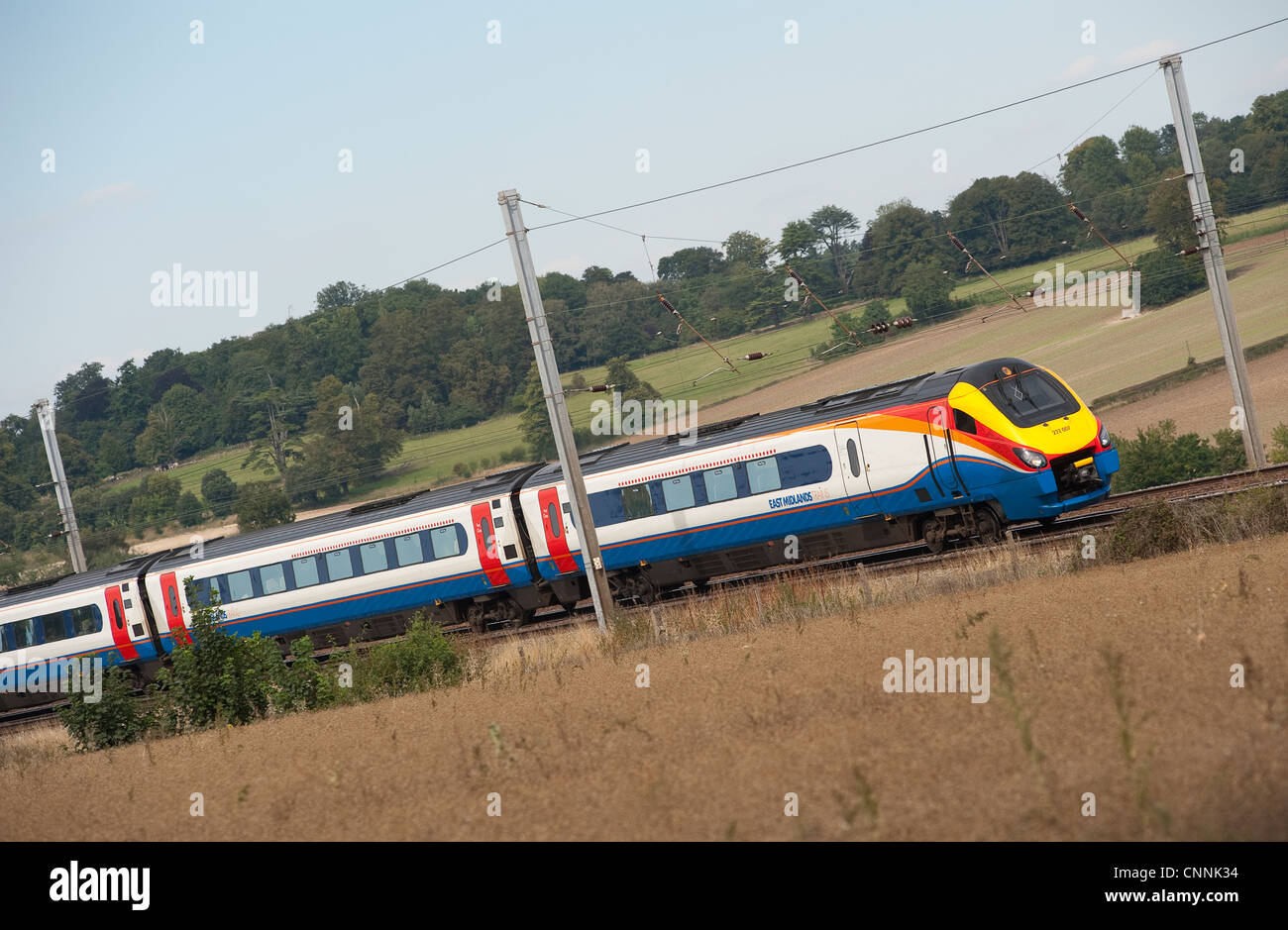 East Midlands trains class 222 meridian train speeding through the ...