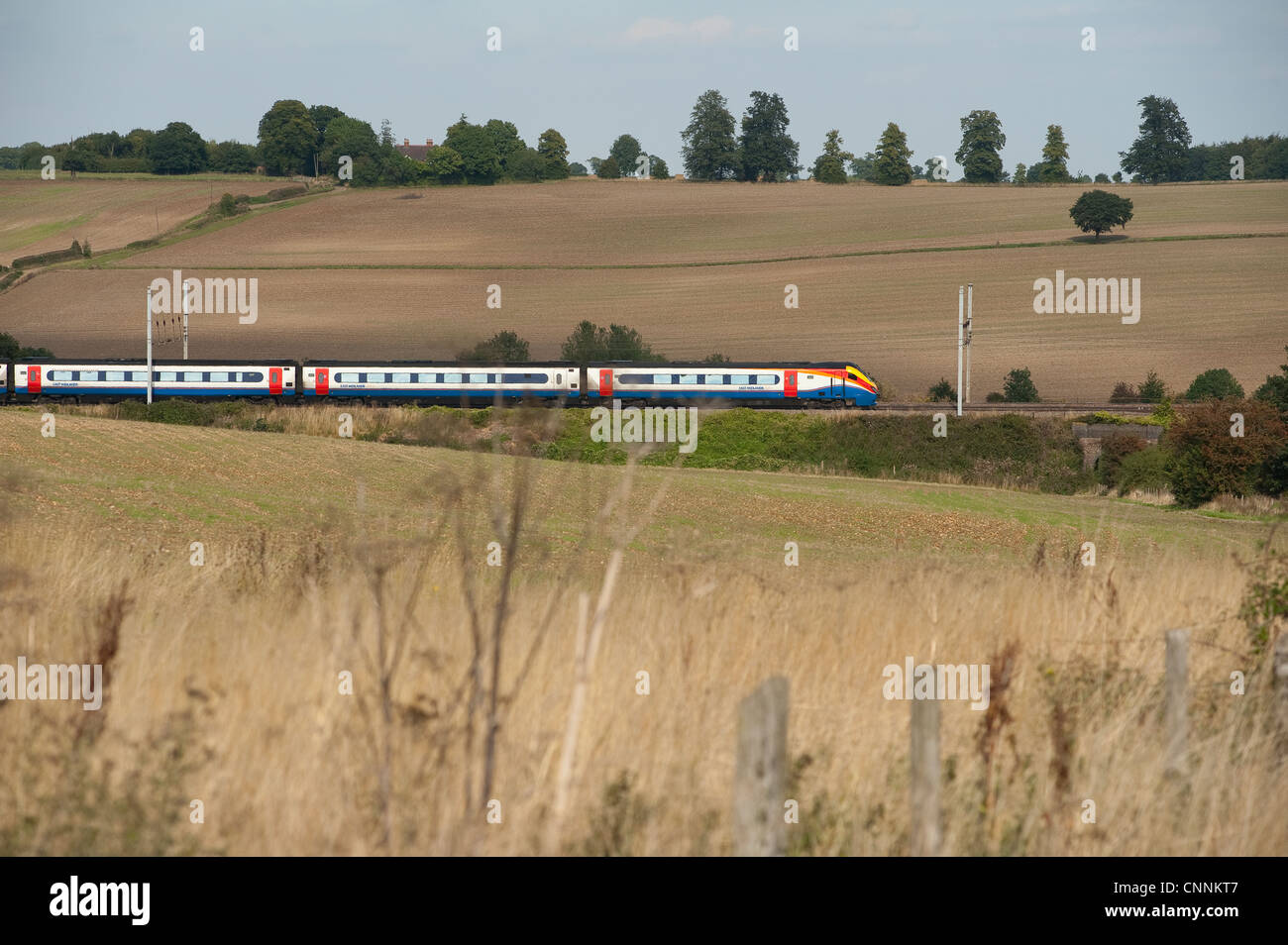 East Midlands trains class 222 meridian train speeding through the ...