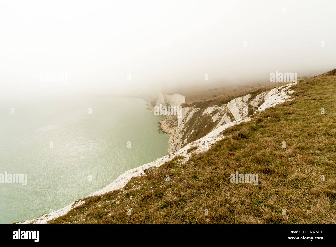 White Cliffs of Dover in the mist Stock Photo - Alamy