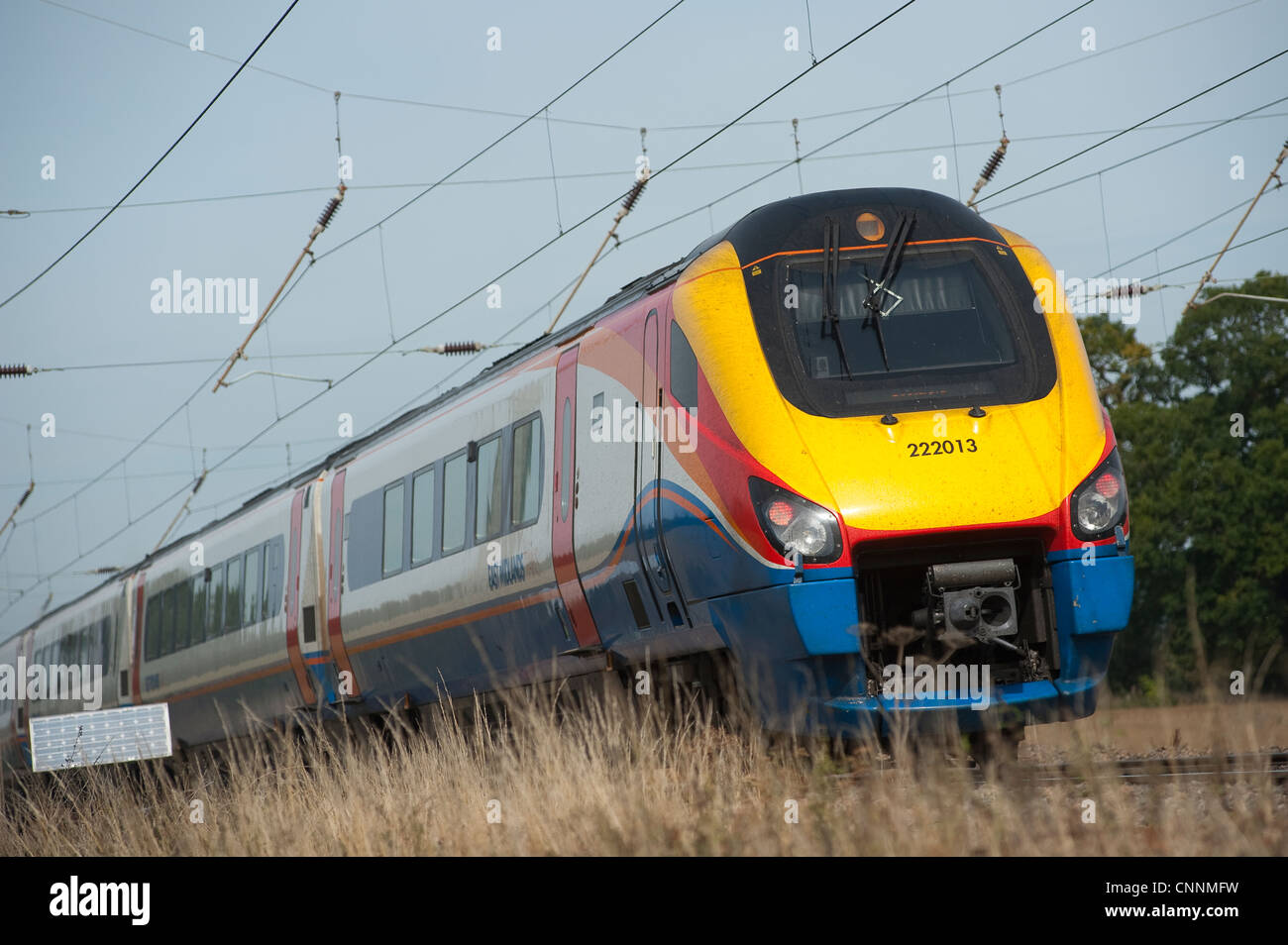 East Midlands trains class 222 meridian train speeding through the ...