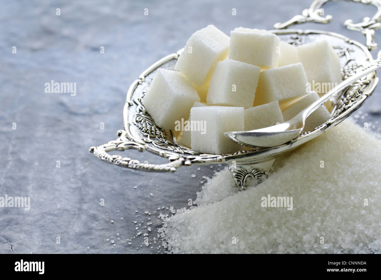 Several types of sugar - refined sugar and granulated sugar Stock Photo ...