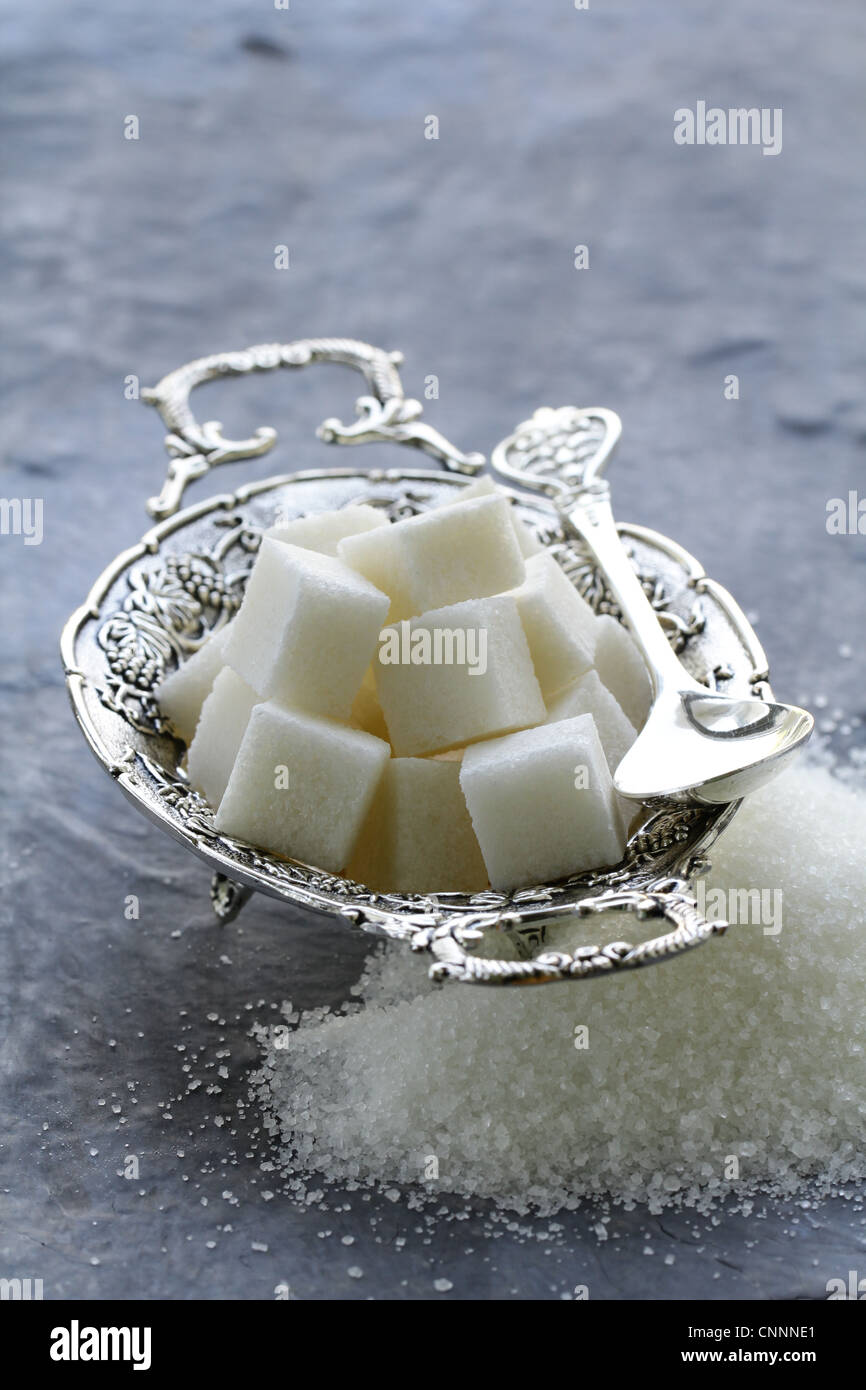 Several types of sugar - refined sugar and granulated sugar Stock Photo ...
